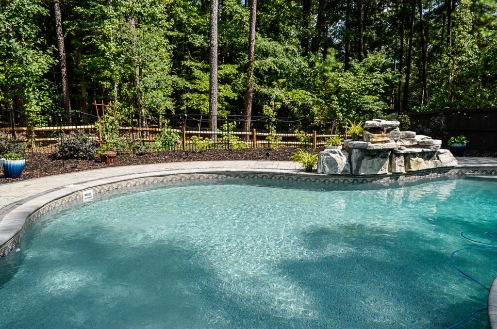 Wake Forest Backyard Pool Deck and Pavilion | Bellus Terra