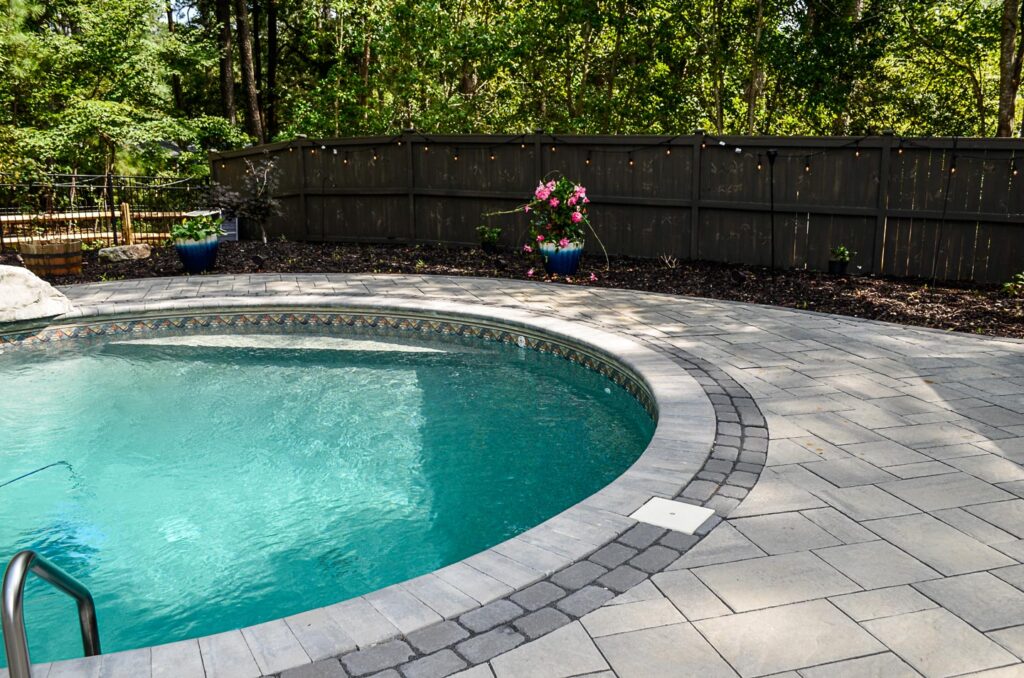 Wake Forest Backyard Pool Deck and Pavilion | Bellus Terra